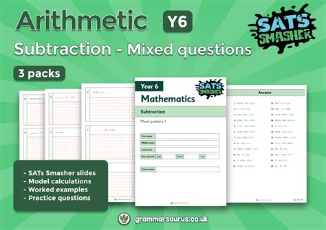 Y6 Sats Smasher Maths Arithmetic Subtraction Mixed Questions