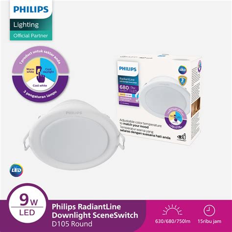 Jual Philips Lampu Downlight Radiantline Sceneswitch 9w D105 3 Warna