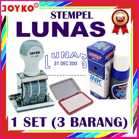 Jual Stempel Joyko Type Lunas Tinta Bak Setempel 1set 3barang Kantor