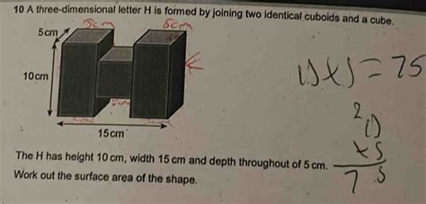 solved 10 a three dimensional letter h is formed by joining two
