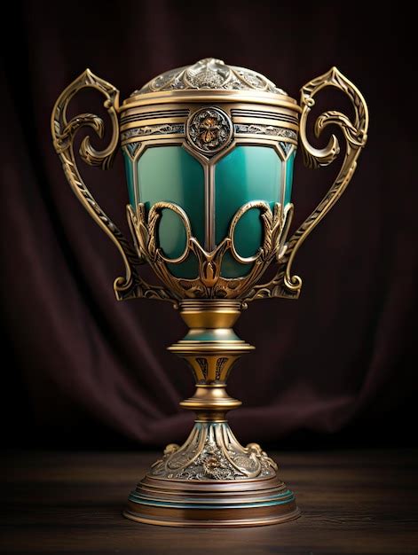 Premium Photo A Gold And Blue Trophy
