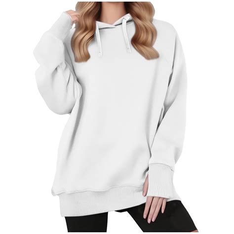 Akoee Oversized Cotton Hoodies With Thumb Holes Womens Long Sleeve