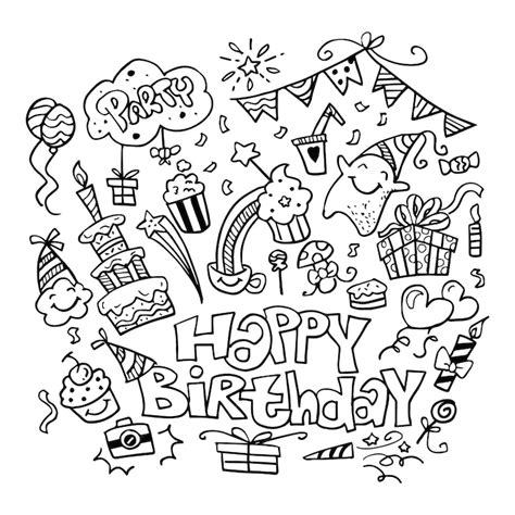 Premium Vector Hand Drawn Happy Birthday Doodles