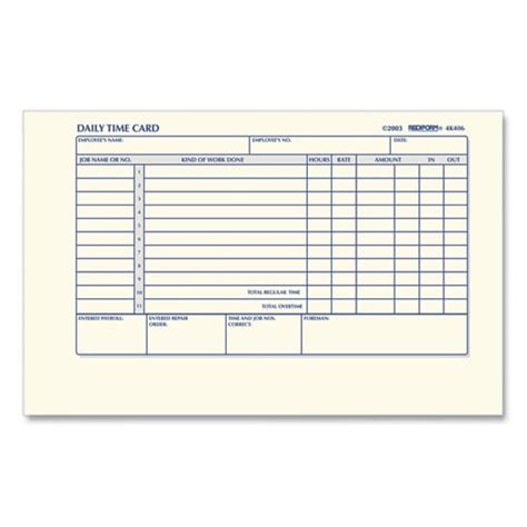 Blank Time Cards
