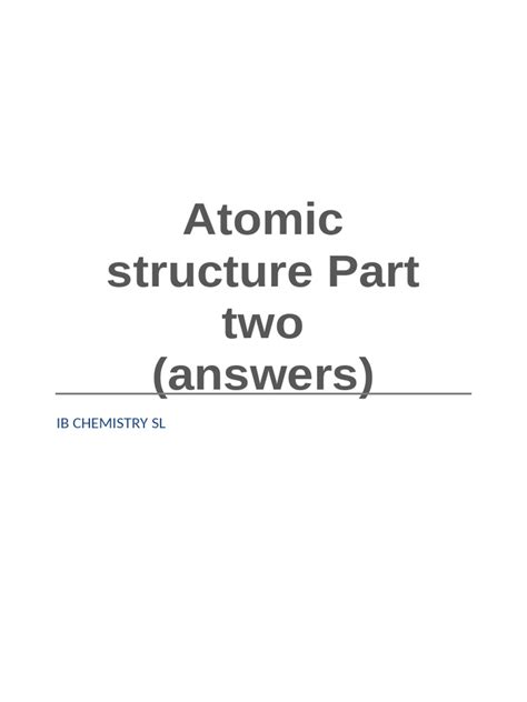 Topic 2 Atomic Structure Part 2 Answers Pdf Emission Spectrum
