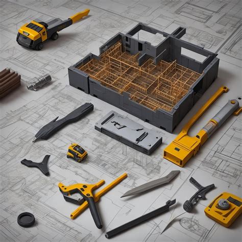 Premium Photo Blueprints Safety Helmet And Computer In Construction Site