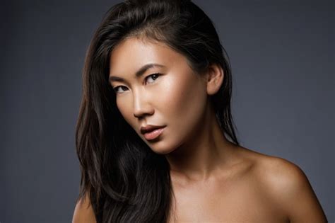 Premium Photo Beautiful Asian Woman With A Black Healthy Hair