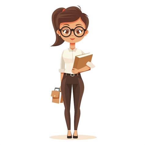 Premium Vector A Girl In Glasses With A Book In Her Hand