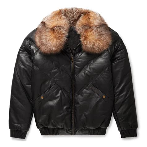 Crystal Fox Bubble Sheepskin V Bomber Leather Jacket Shearling Jacket Sheepskinleathers
