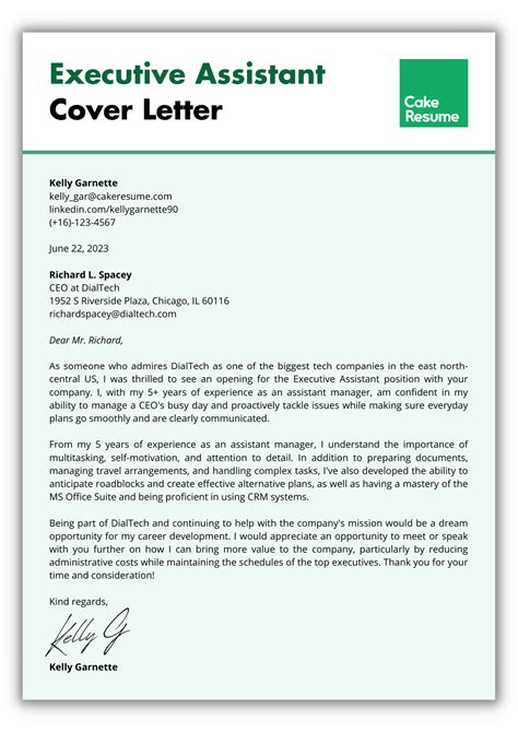 Executive Assistant Cover Letter Examples And Writing Tips Cake