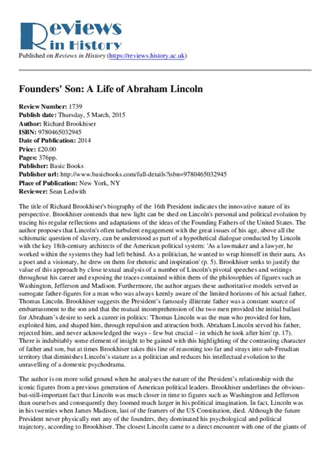 Pdf Founders Son A Life Of Abraham Lincoln