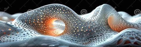 Abstract 3d Render Of A Glowing White Surface With Holes Stock Illustration Illustration Of
