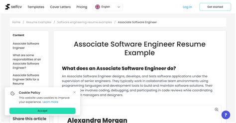 Associate Software Engineer Resume Example
