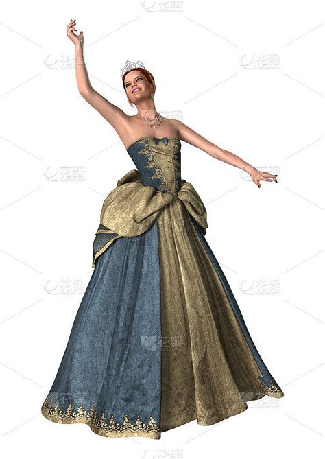 3d插图童话公主在白色