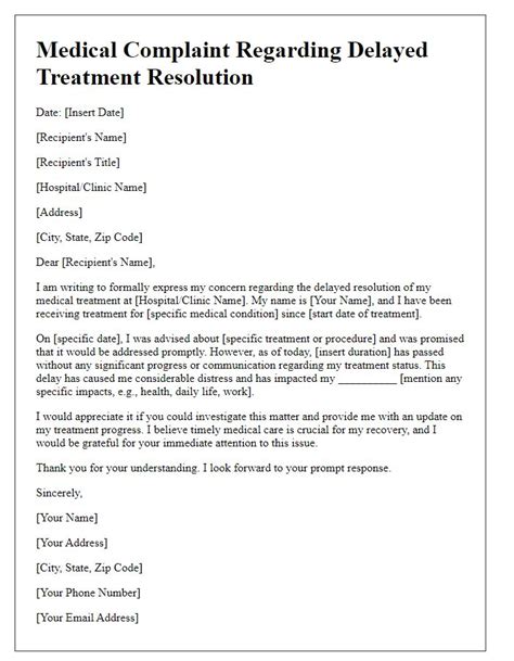 Letter Template For Medical Complaint Resolution Free Samples In Pdf