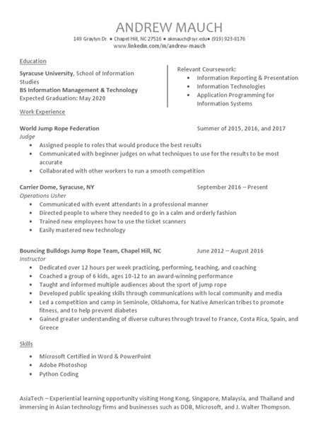 Resume Fall 2017 Pdf