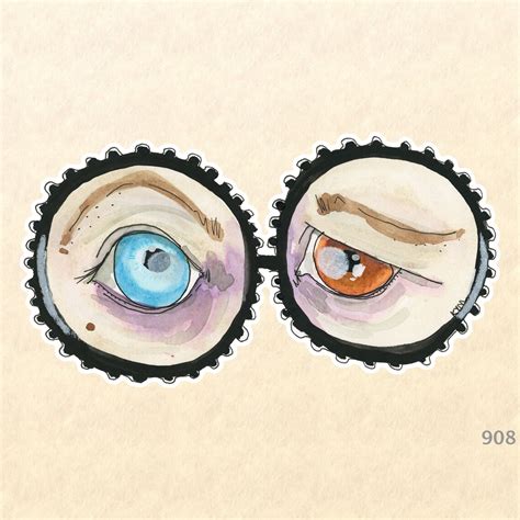Eyes Sticker Glasses Sticker Eyeglasses Sticker Watercolor Art Etsy