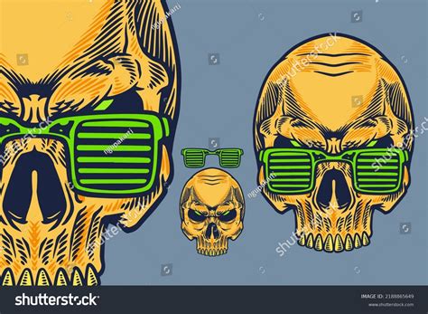 Skull Glasses Head Mascot Vector Illustration Stock Vector Royalty Free 2188865649 Shutterstock