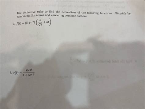 Solved Use Derivative Rules To Find The Derivatives Of The Chegg Com