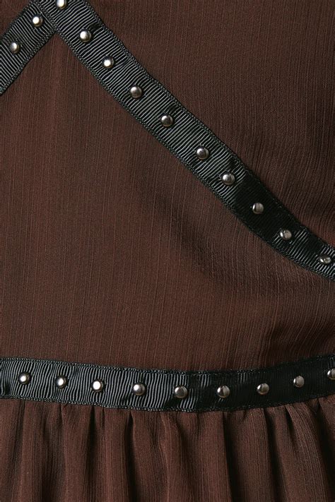 Oasis Chocolate Petite Plain Stud Trim Detail Mini Dress Plt