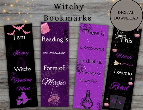 Printable Witchy Bookmarks Instant Download Mystical And Magical