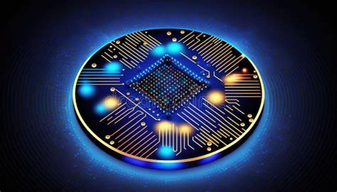 Futuristic Modern New Computer Processor Chip Colorful Neon Glowing