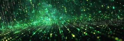 Abstract Background With Green Digital Code And Numbers Premium Ai