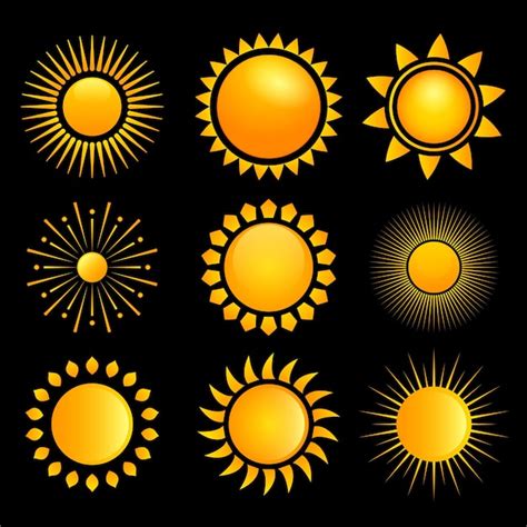 Pack Of Yellow Sun Rays Element Design Free Vector