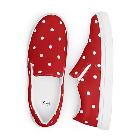 Red Polka Dot Slip On Canvas Shoes For Women Stylish And Comfortable
