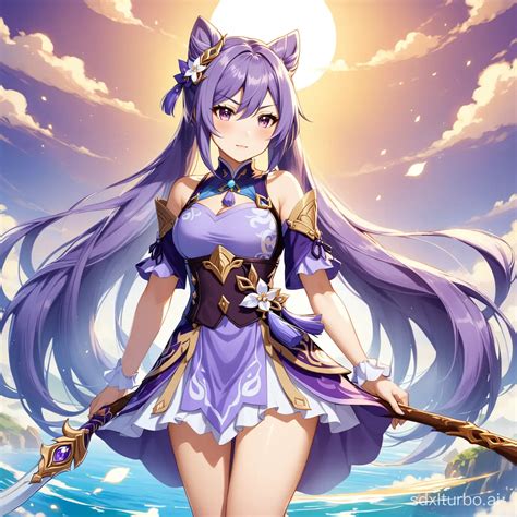 Keqing From Genshin Impact Elegant Electro Swordswoman In Action Sdxl