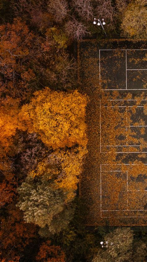 Download Wallpaper 1080x1920 Tennis Tennis Court Autumn Aerial View Samsung Galaxy S4 S5