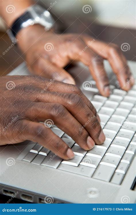 African Man Working On A Computer Stock Image Image Of Descent Technology 21617973