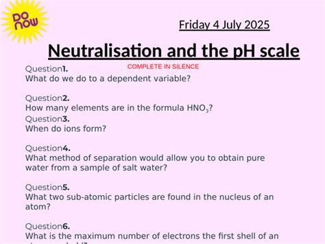 Neutralisation And The Ph Scale Teaching Resources