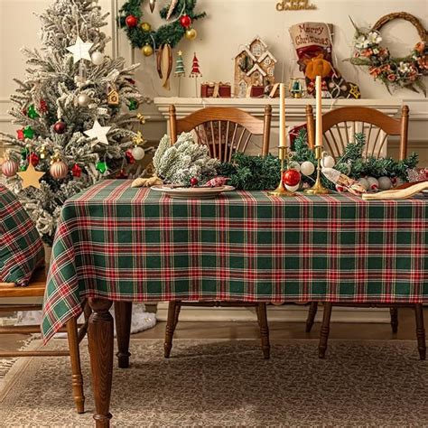 Softalker Christmas Checkered Tablecloth For 6 Foot