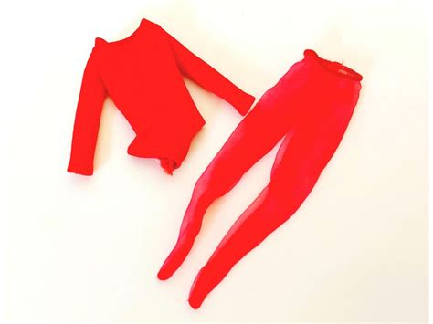 Vintage 1970 Barbie Mod 1782 Shape Ups Red Bodysuit And Sheer Stockings Etsy