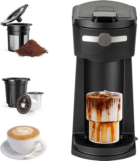 Single Serve K Cup Coffee Maker 2 In 1machine 6 To 14 0z Brew Sizes Auto Shut Offand Reusable