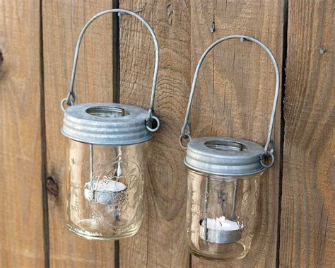 Galvanized Metal Tea Light Candle Holder Lids With Handles For Mason J