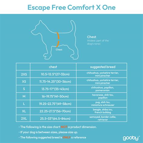 Escape Free Comfort X One Size Chart Gooby