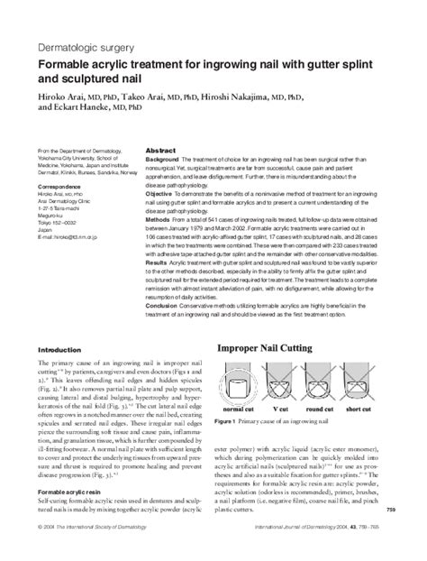 Pdf Formable Acrylic Treatment For Ingrowing Nail With Gutter Splint
