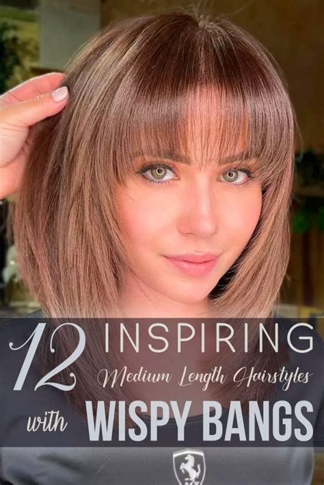 12 Inspiring Medium Length Hairstyles With Wispy Bangs Medium Layered