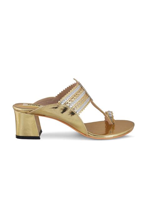 Classic K Block Heel Gold Stoffa Style