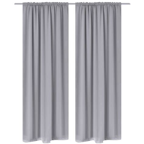 2 Cortinas Grises Oscuras Con Jaretas Blackout 135 X 245 Cm Cfw65330