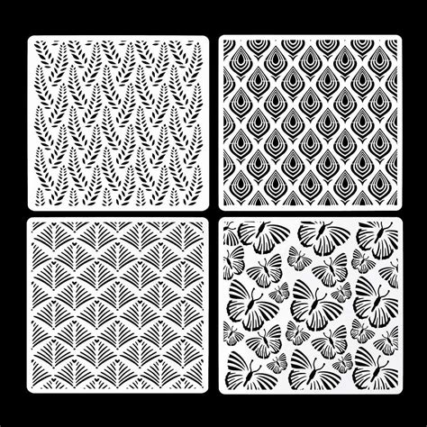 4 Pcs Baking Stencils And Templates Cake Decorating Set