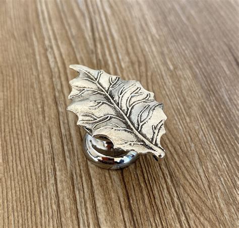 Silver Leaves Knobs Brass Knobs Cabinet Dresser Knobs Etsy