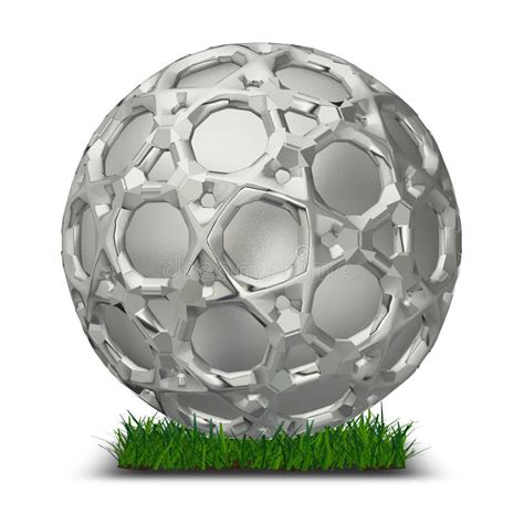 3d Render White Shape On The Grass Unique Design Background