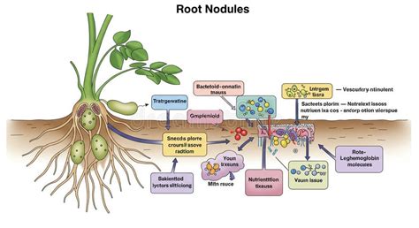 Illustration Of Root Nodules On A Legume Plant Showing The Symbiotic Relationship With Stock