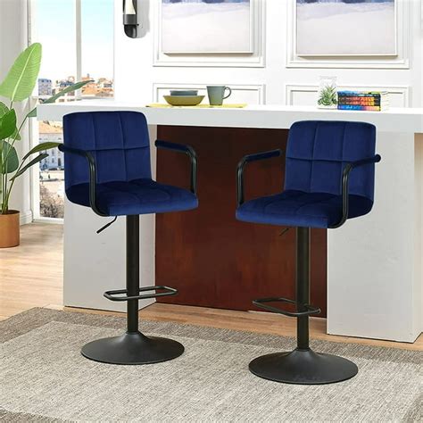 Duhome Velvet Bar Stools Set Of 2 Adjustable Arms Modern Kitchen