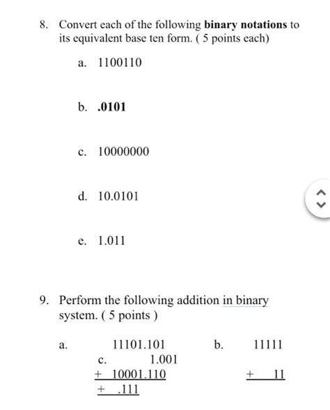Solved 1 Convert Each Of The Binary Notations To Its