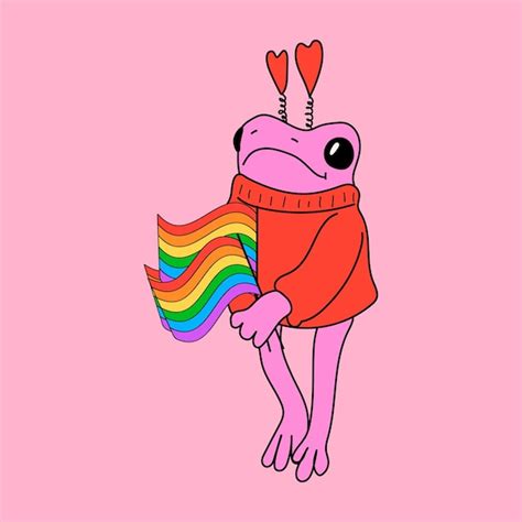 Premium Vector Cute Frog With Symbols Set In Rainbow Colors Vector Illustration Pride Month