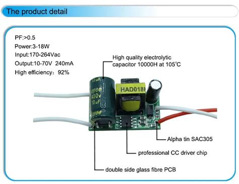 Power Led Driver Circuit 3w 18w Output 10 70v 240ma No Flicker Non